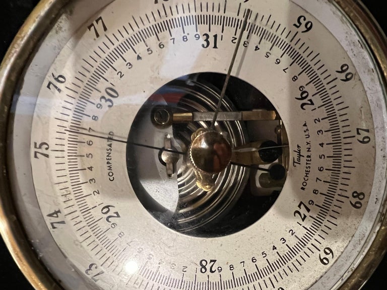 Elegant Wall Barometer in Brass and Glass by Taylor For Sale at 1stDibs