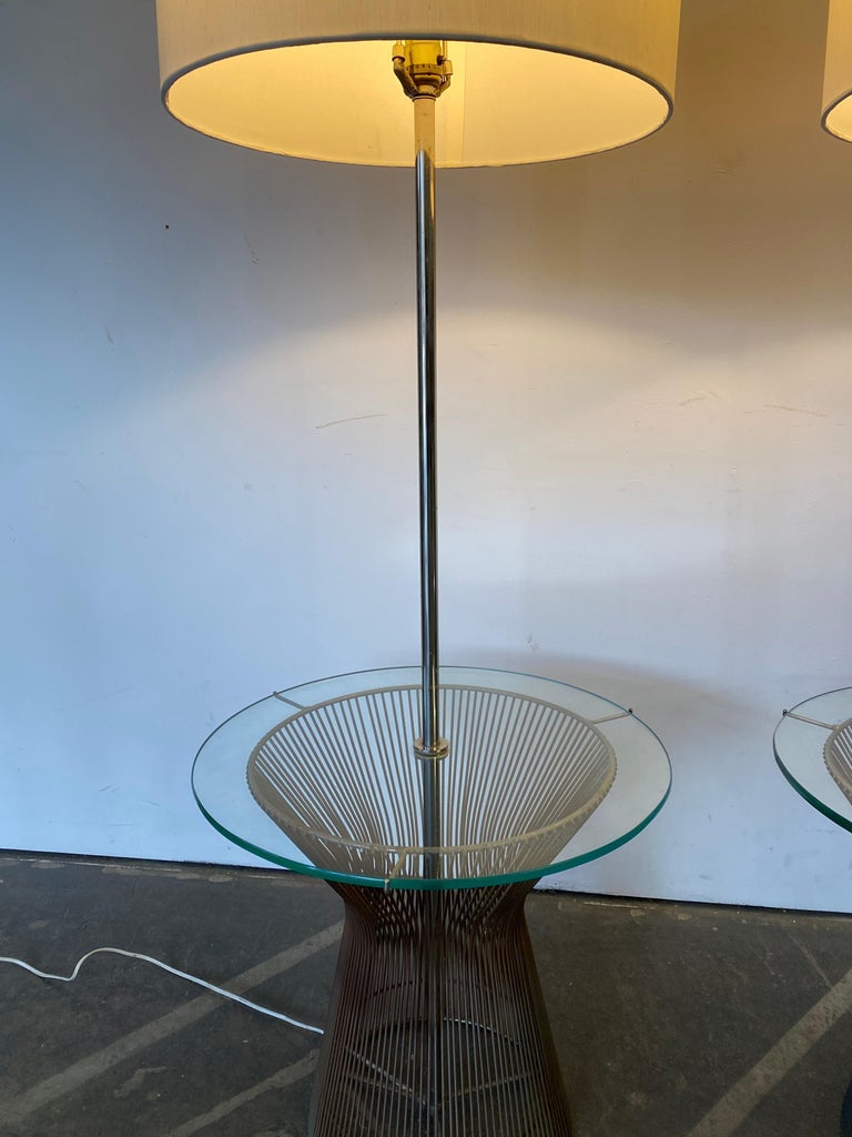 Elegant Wire Floor Lamps with Glass Tray Table by Laurel Lamp Company ...