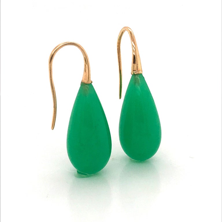 Elegant Yellow Gold and Jade Drop Earrings 18 Karat at 1stDibs