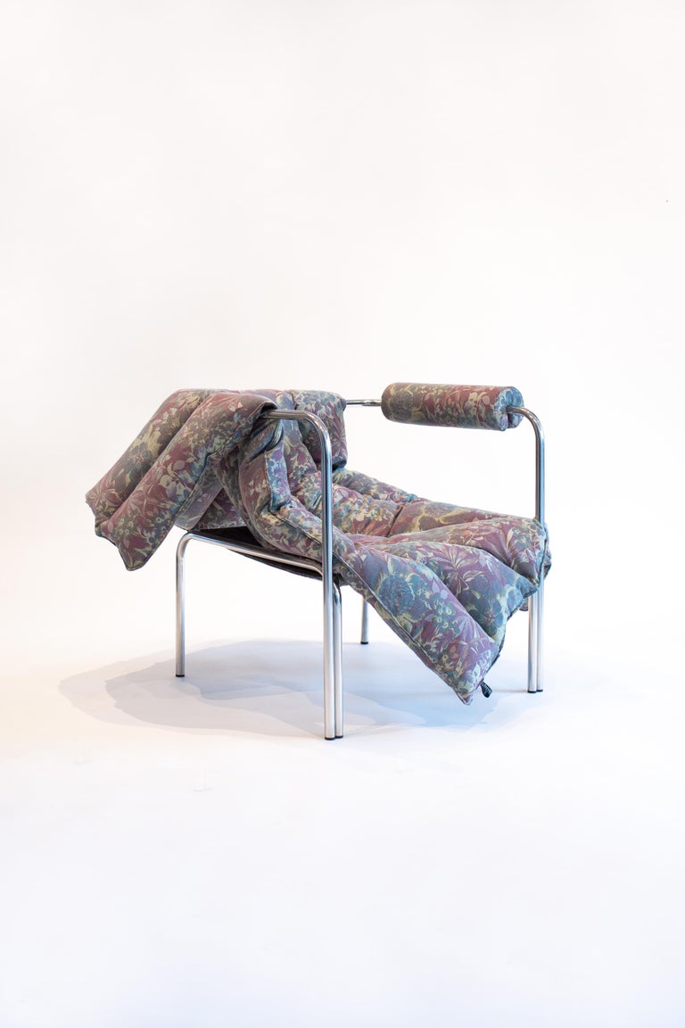 Elegg Stainless Steel Tubular Armchair with Floral Quilted Drape For ...