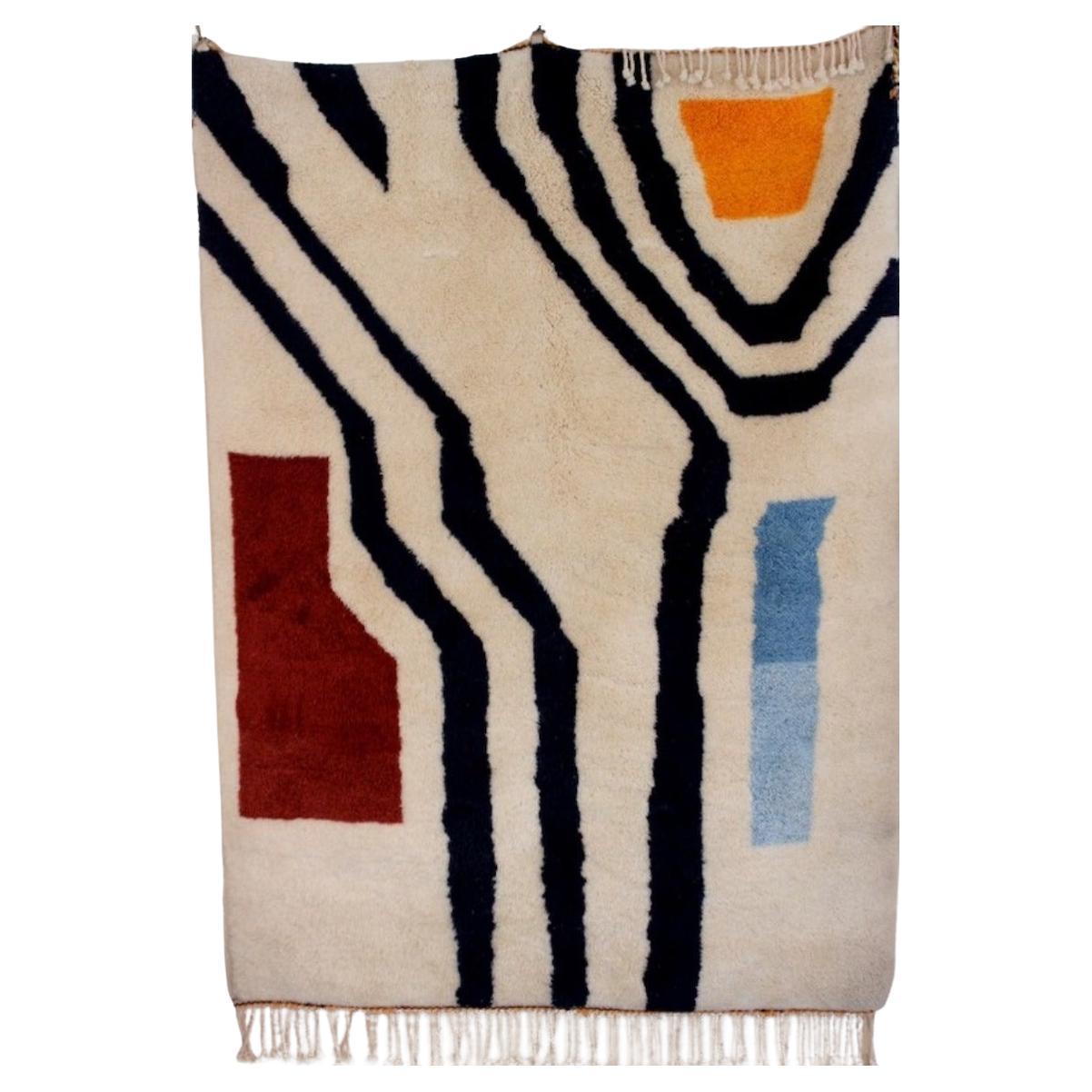 Contemporary Handmade Moroccan Rug - 100% Natural Wool - Custom Opts ...