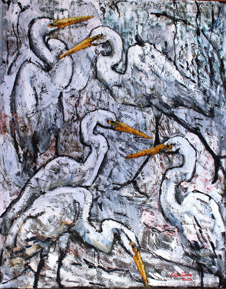 Elena Done - Ardea Alba, Painting, Oil on Canvas For Sale at 1stDibs