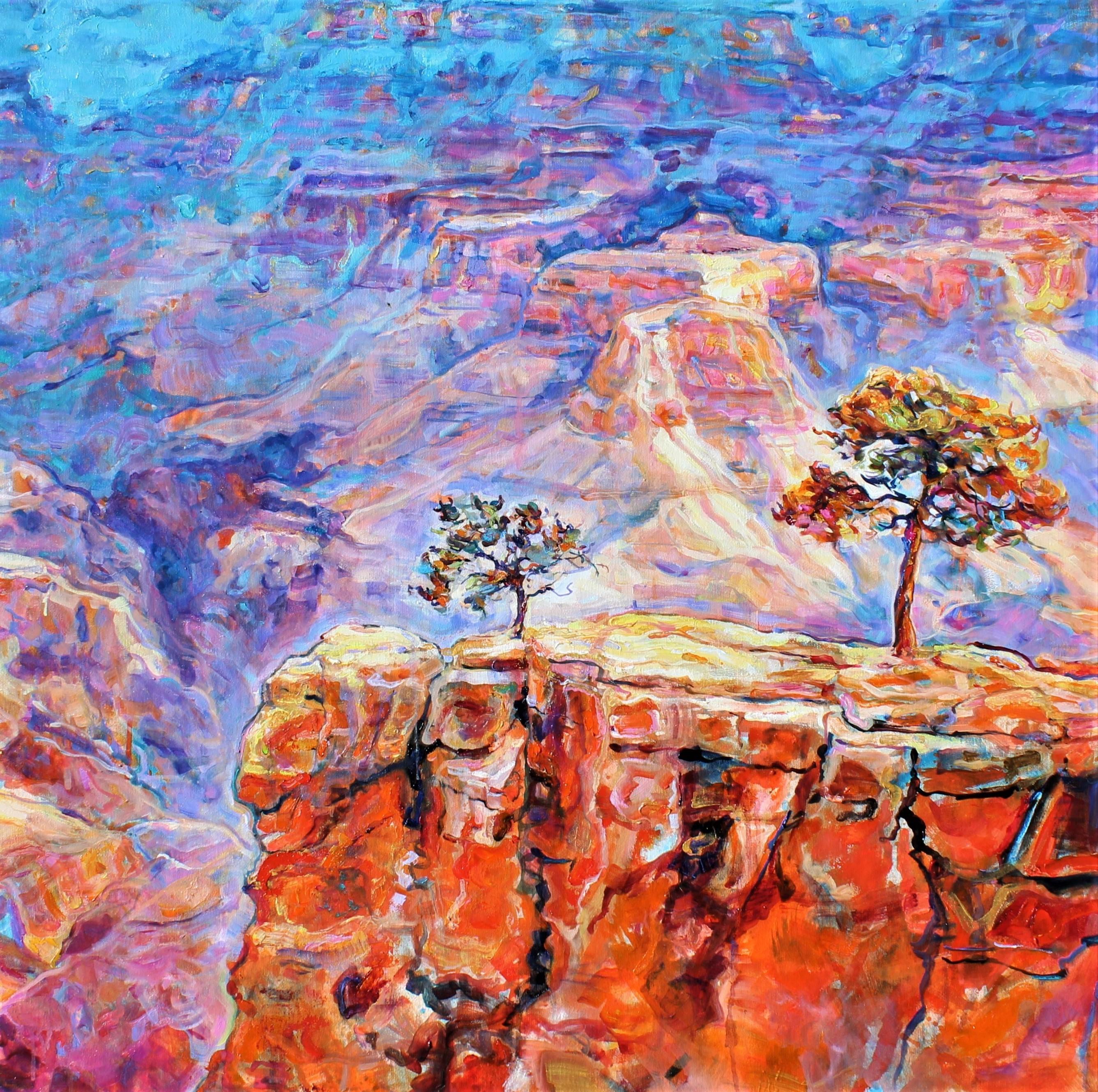 Elena Georgieva - Grand Canyon Red - Landscape Oil Painting Red Blue ...