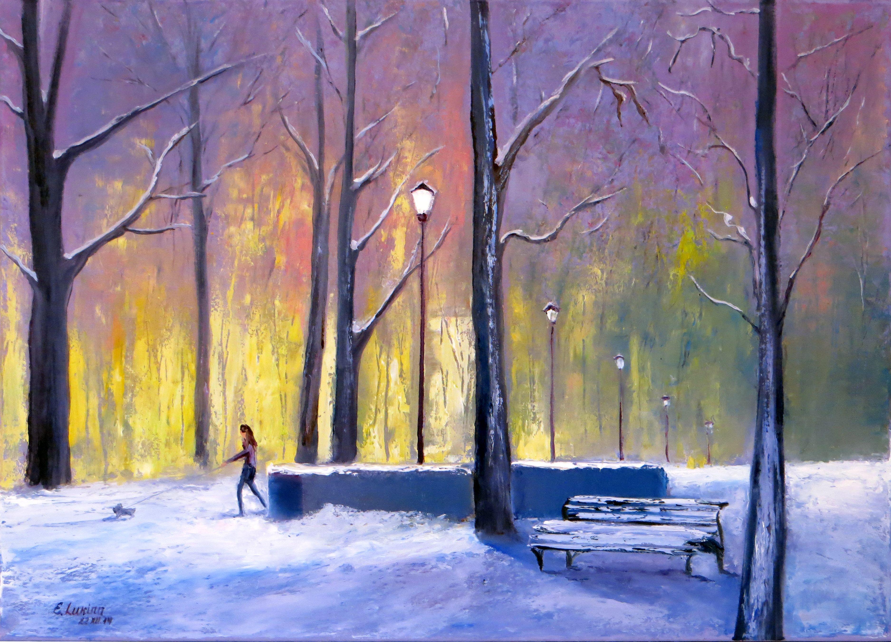 Elena Lukina - In winter park 50X70 For Sale at 1stDibs