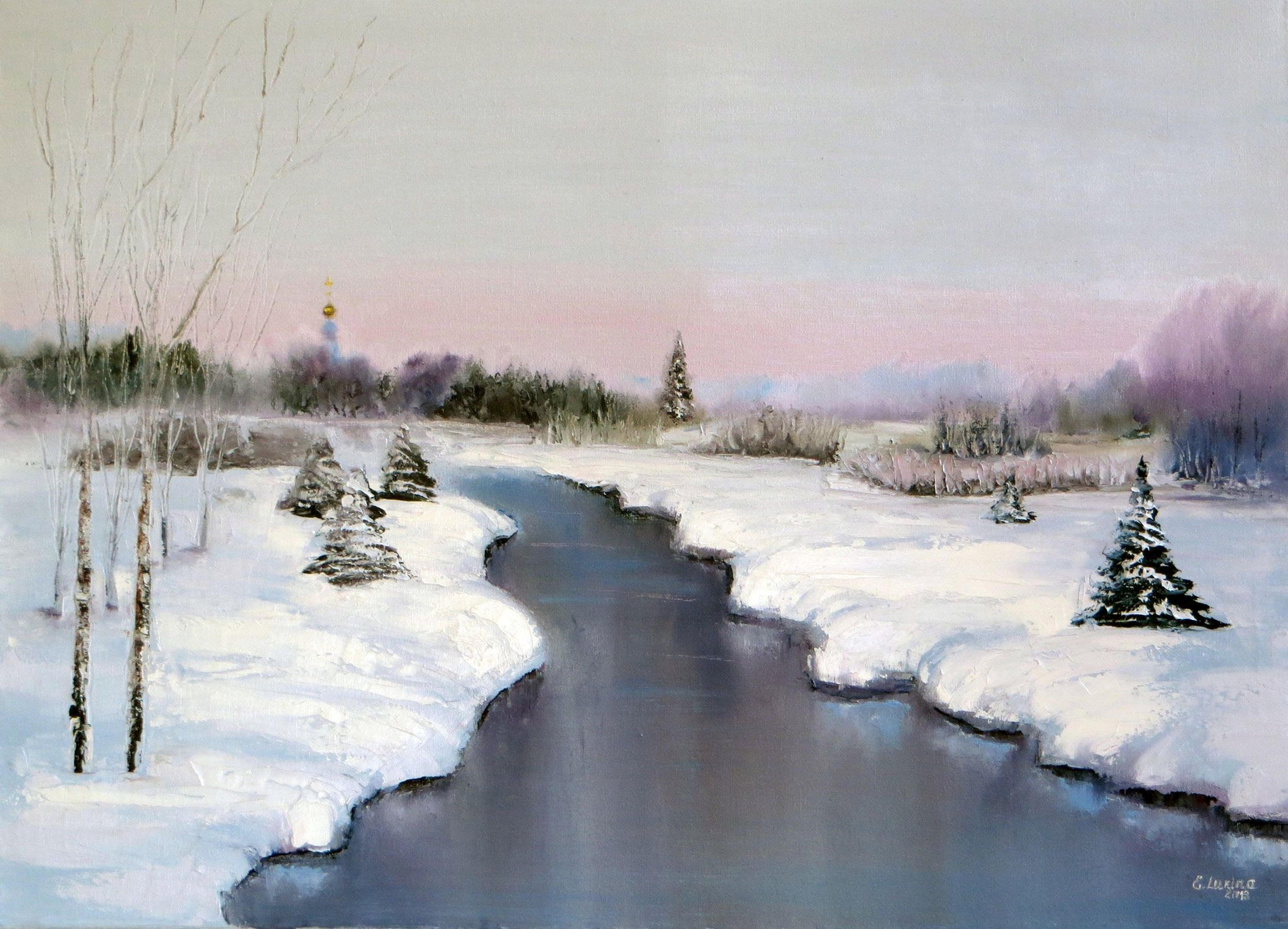 Elena Lukina - Winter landscape 50X70 For Sale at 1stDibs
