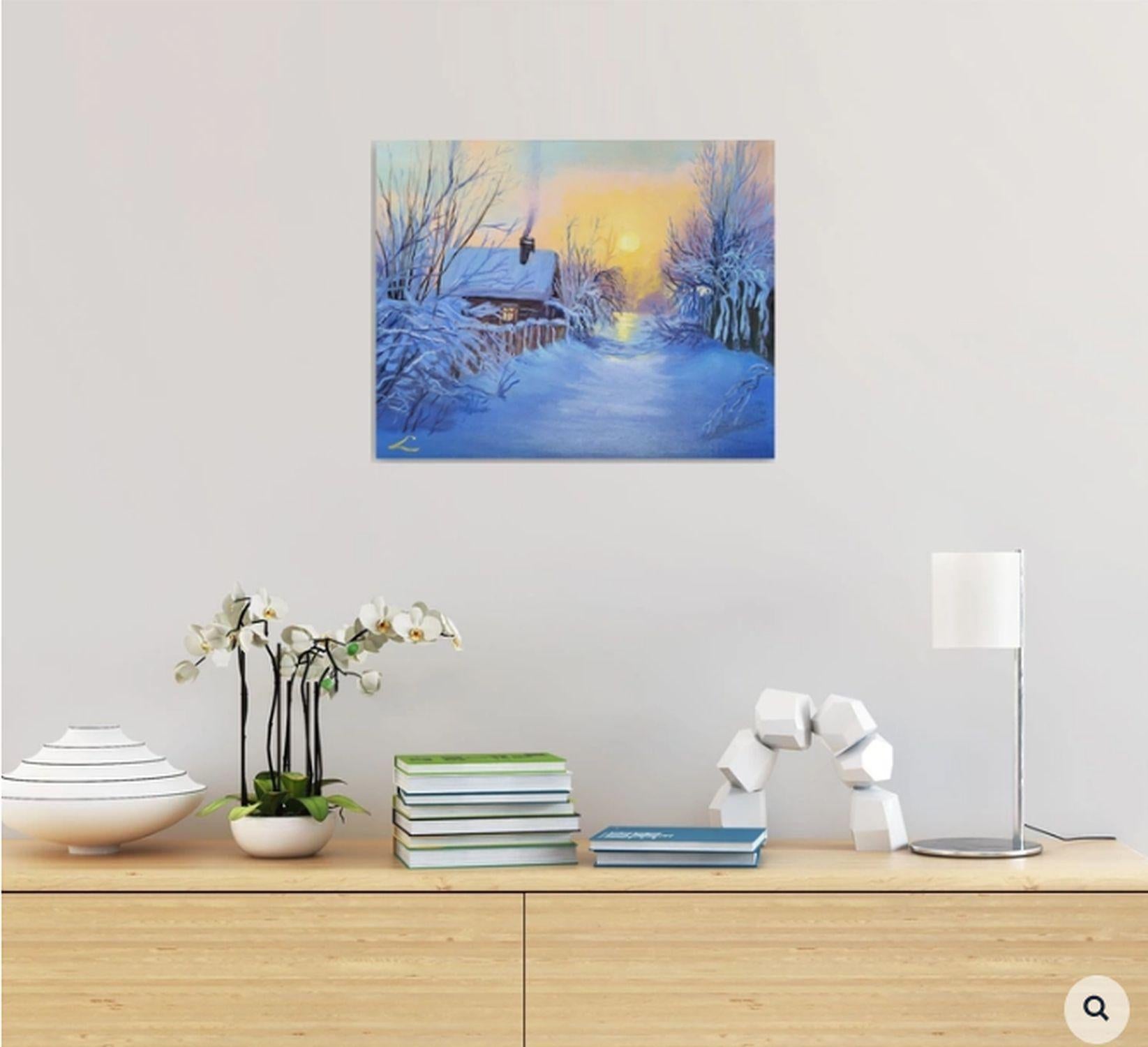 Elena Sokolova - Winter village 2, Painting, Oil on Canvas at 1stDibs ...