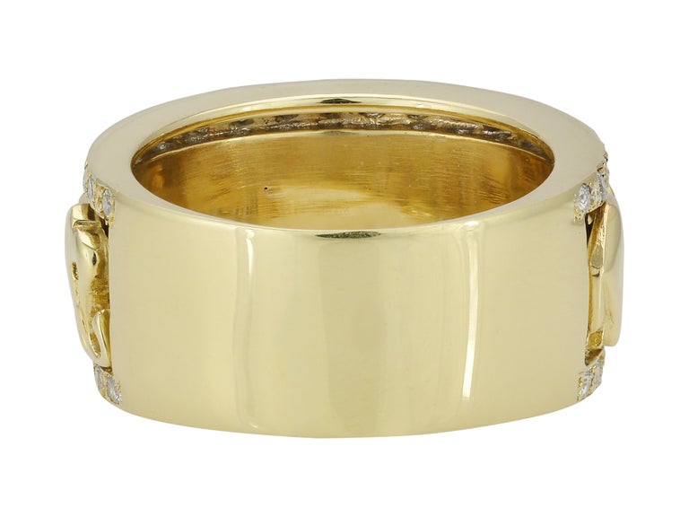 18 Karat Yellow Gold Elephant Diamond Ring at 1stDibs | elephant ...