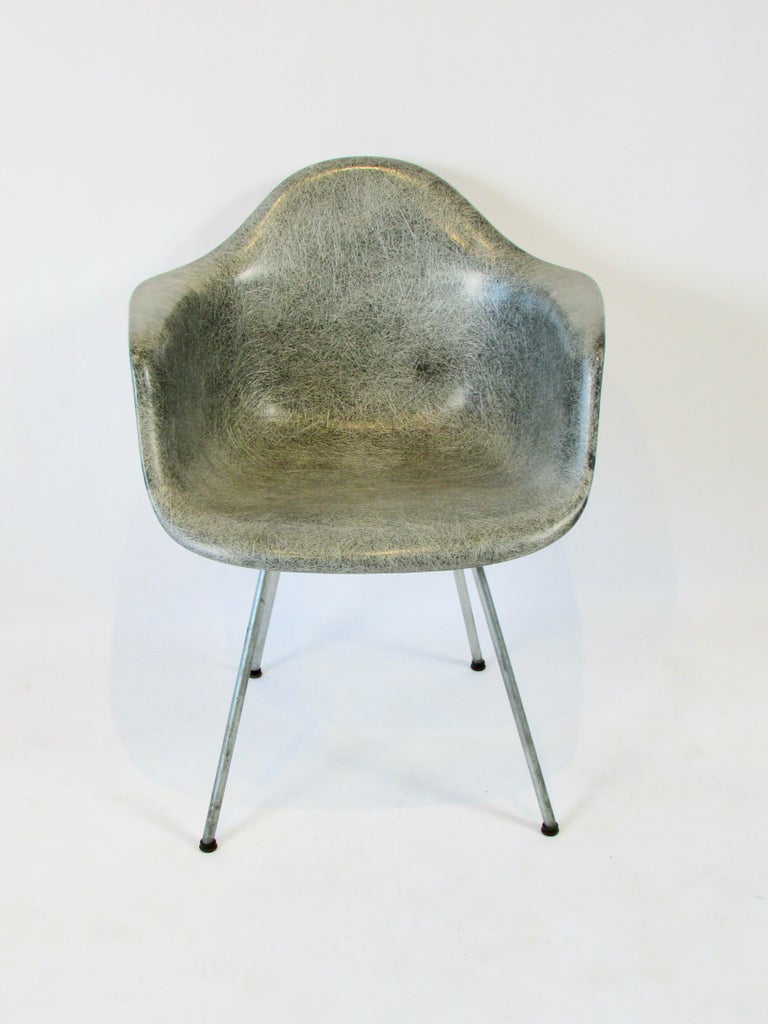 Elephant Grey Eames Zenith Herman Miller Dax Chair on Galvanized Base ...