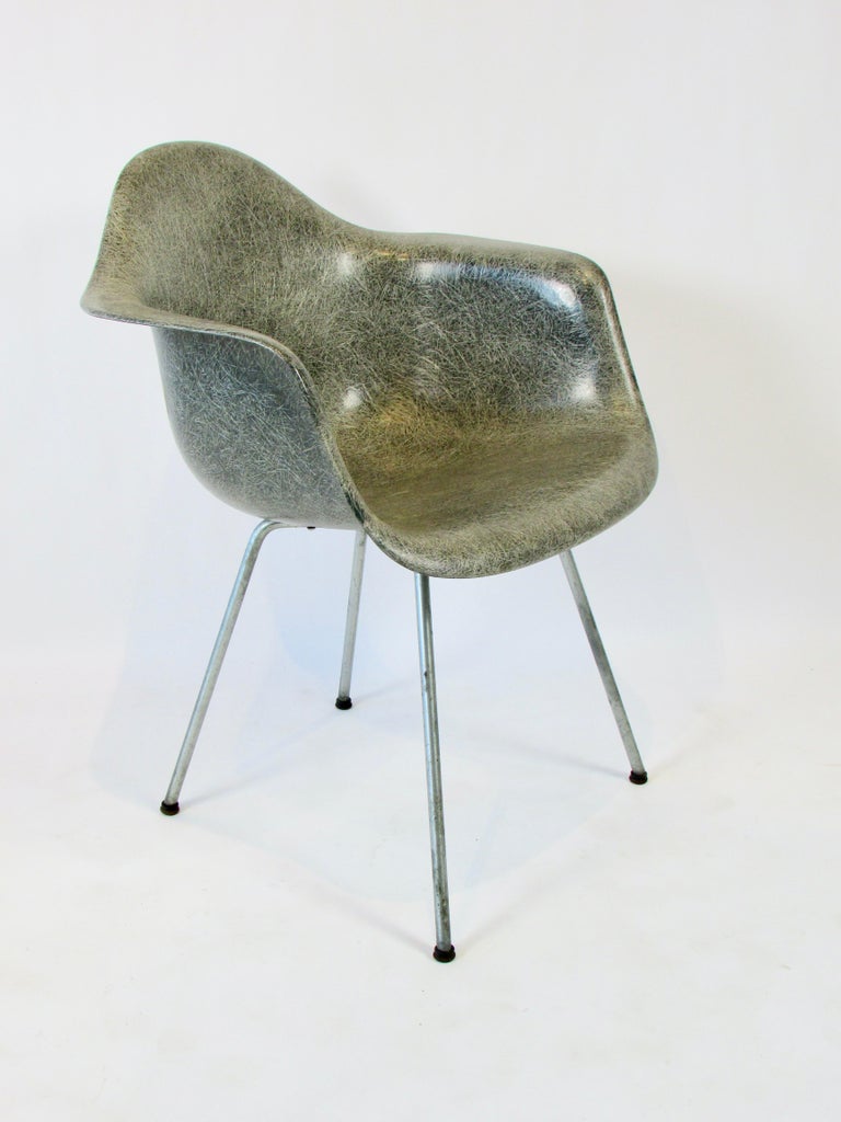 Elephant Grey Eames Zenith Herman Miller Dax Chair on Galvanized Base ...