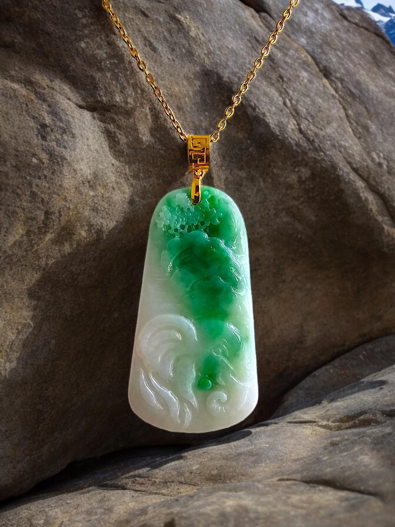 Elephant of Africa Burmese A-Jade Pendant (with 18K Yellow Gold) For ...