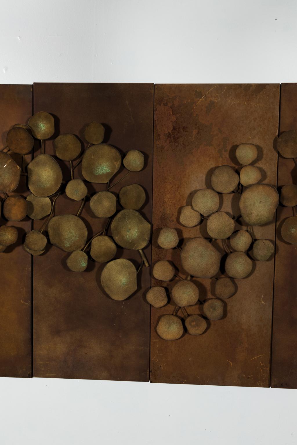 Eleven Metal Mini Lily Pad Panels in the Manner of Curtis Jere at 1stDibs