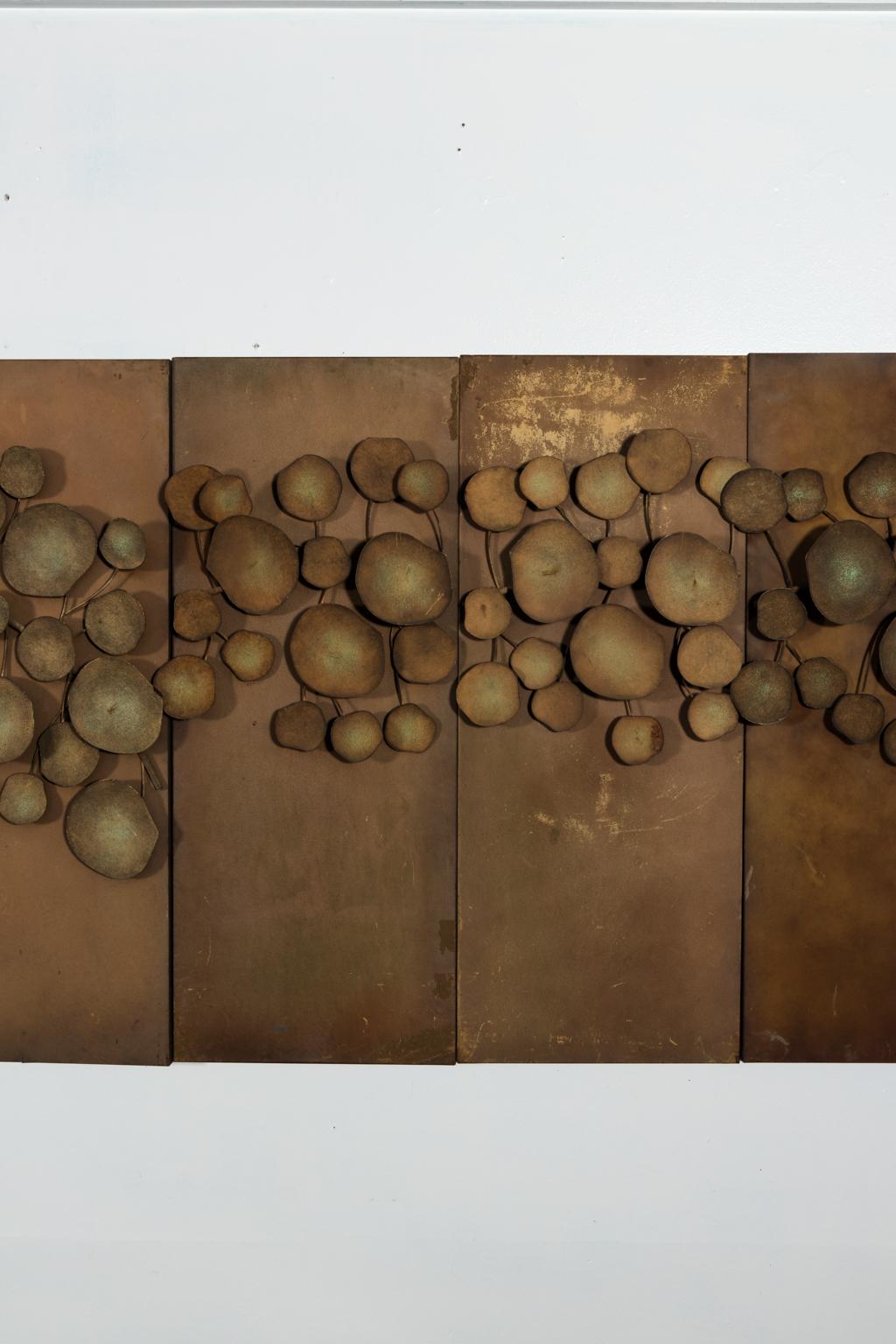 Eleven Metal Mini Lily Pad Panels in the Manner of Curtis Jere at 1stDibs
