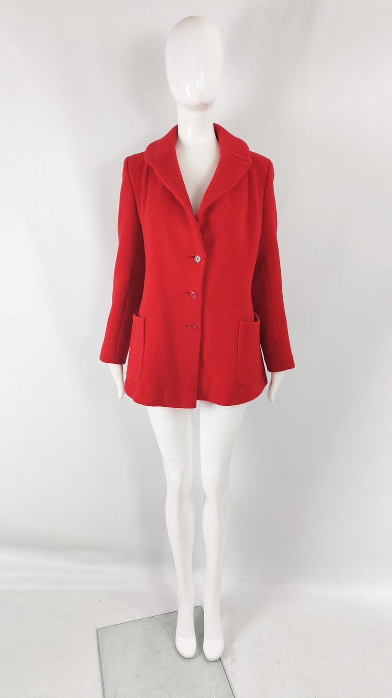 Elgee of London Vintage 60s Womens Red Wool A Line Coat, 1960s For Sale ...