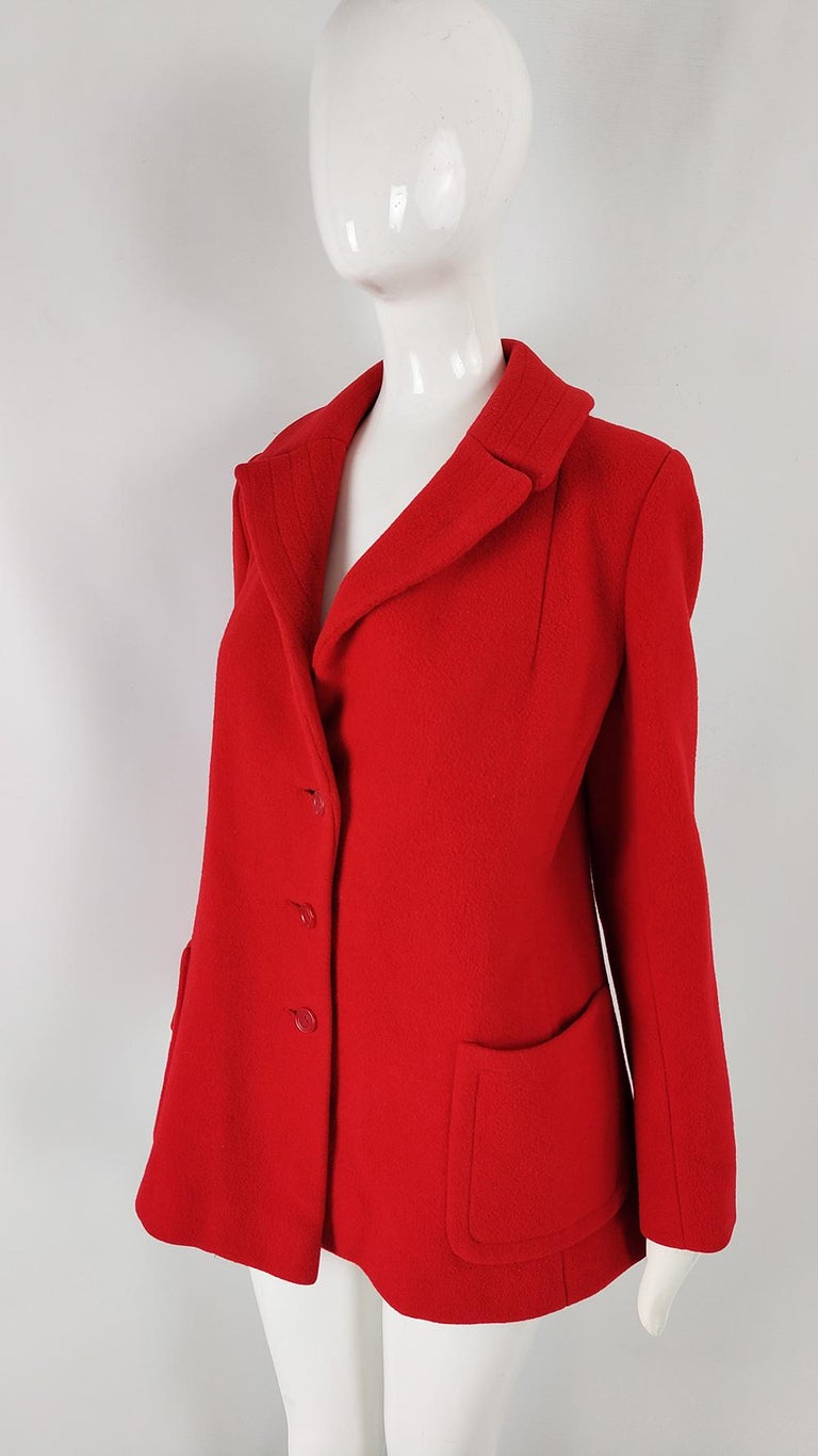 Elgee of London Vintage 60s Womens Red Wool A Line Coat, 1960s For Sale ...