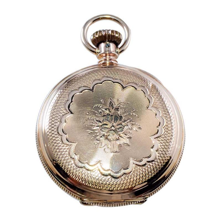 Elgin 14Kt. Gold Hunters Case Pocket with Kiln Fired Enamel Dial from ...