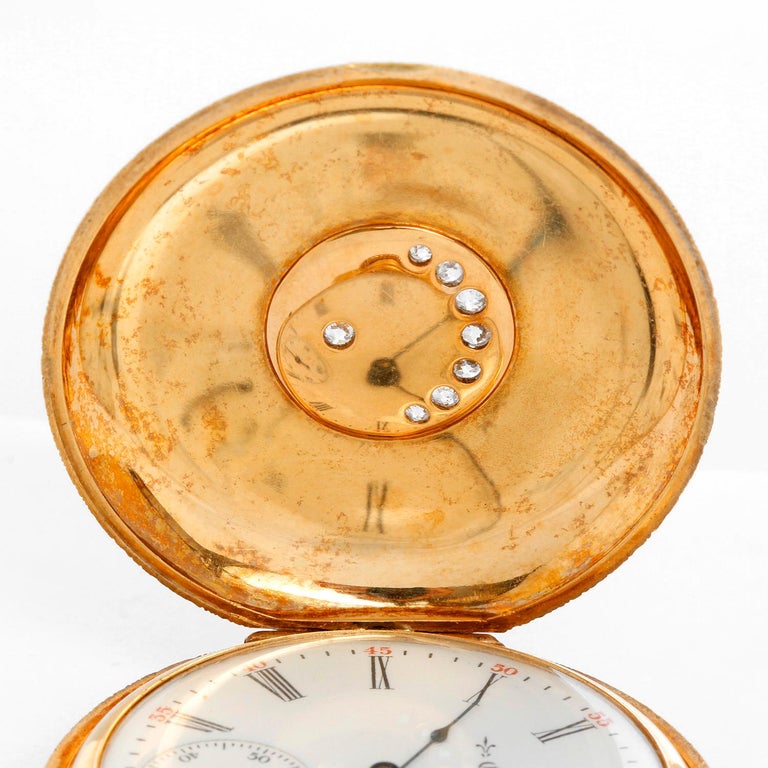 Elgin 18 Karat Yellow Gold Hunting Case Pocket Watch at 1stDibs