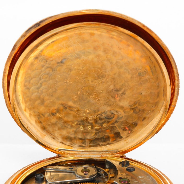 Elgin 18 Karat Yellow Gold Hunting Case Pocket Watch at 1stDibs