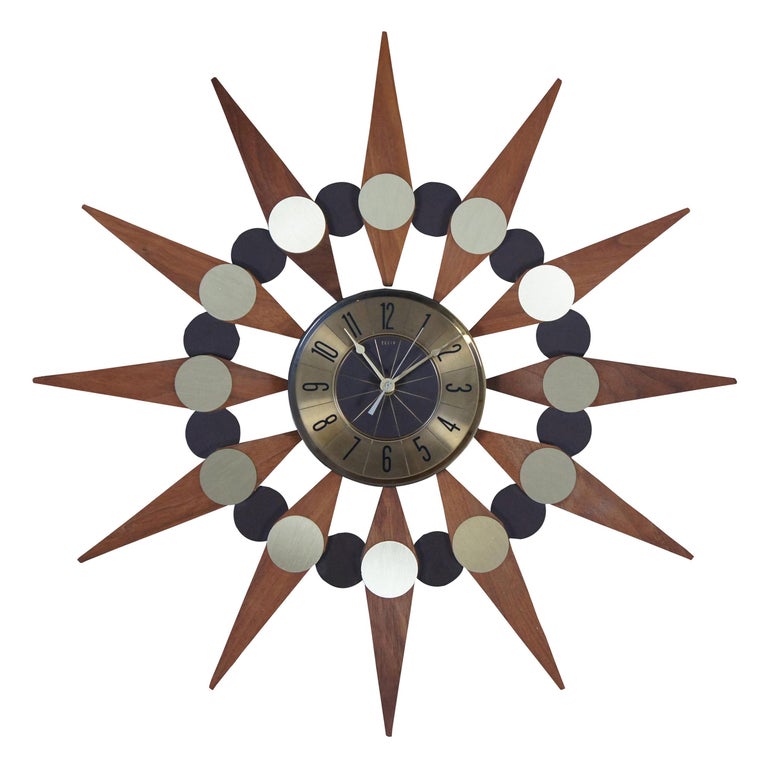 Elgin Mid-Century Modern Atomic Sunburst Starburst Retro Wood Wall ...