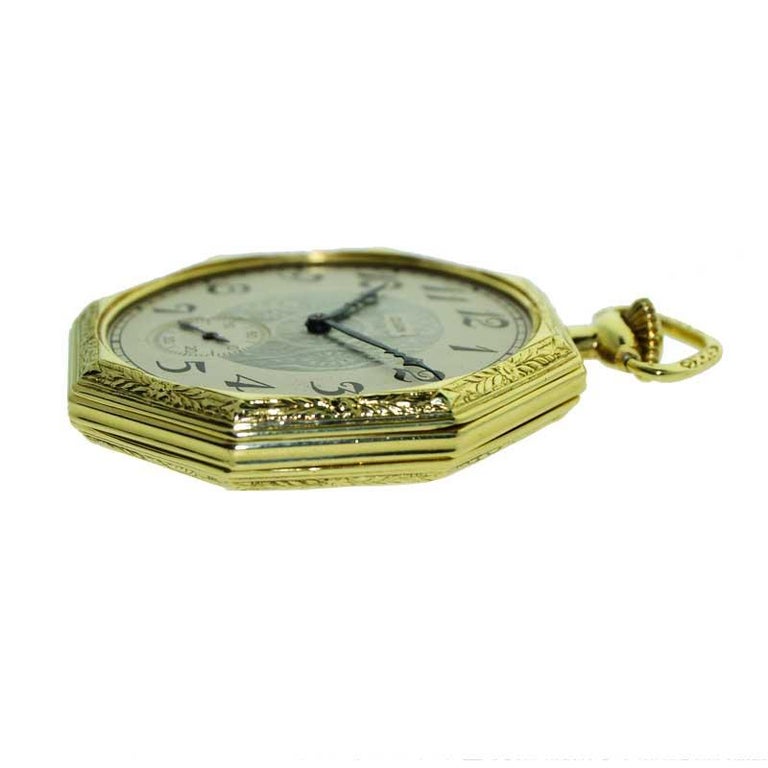 Elgin Yellow Gold Filled Art Deco Octagon Shaped Pocket Watch from 1924 ...
