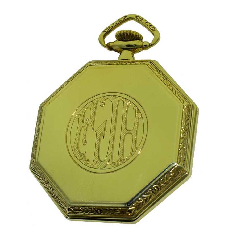 Elgin Yellow Gold Filled Art Deco Octagon Shaped Pocket Watch from 1924 ...