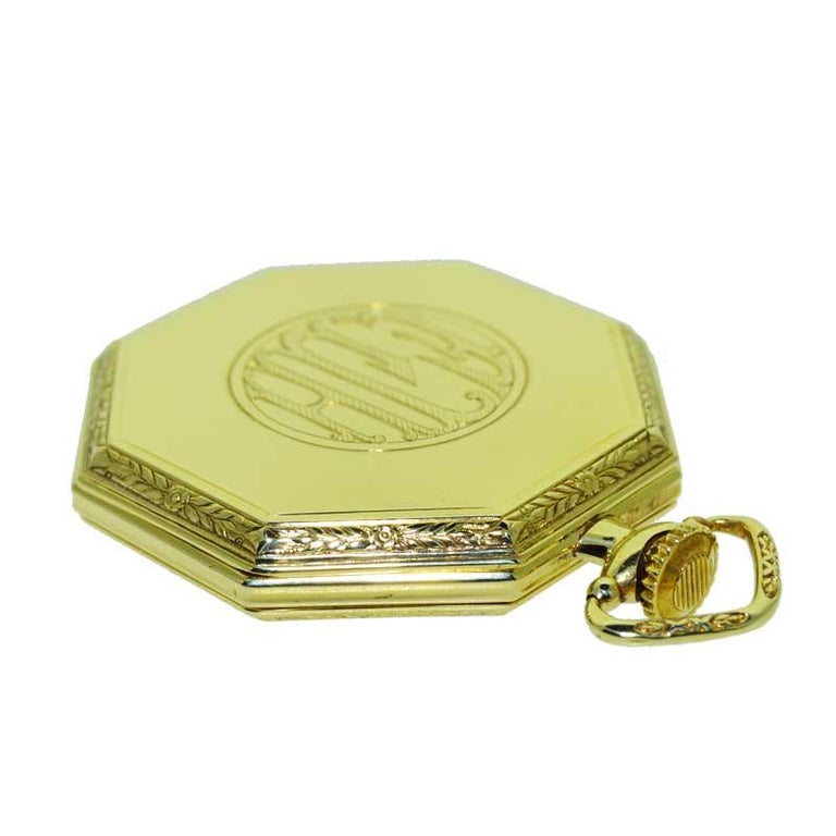 Elgin Yellow Gold Filled Art Deco Octagon Shaped Pocket Watch from 1924 ...