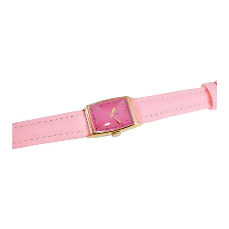 Elgin Yellow Gold Filled Art Deco Tonneau Shaped Watch with Custom ...