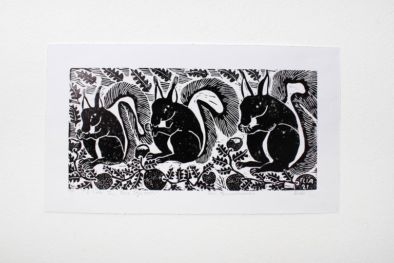 Elia Shiwoohamba - I love the tree squirrel, Elia Shiwoohamba, Linoleum ...