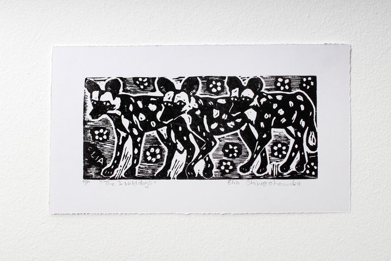 Elia Shiwoohamba - The 3 Wild Dogs, Elia Shiwoohamba, Linoleum block ...