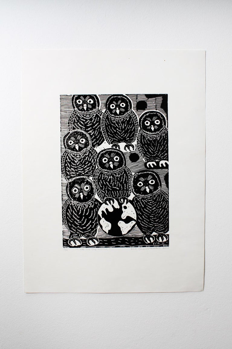 Elia Shiwoohamba - We are the world, Elia Shiwoohamba, Linoleum block ...
