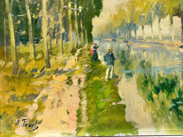 Elie Anatole Pavil - Signed Impressionist Oil Painting Fishermen Banks ...