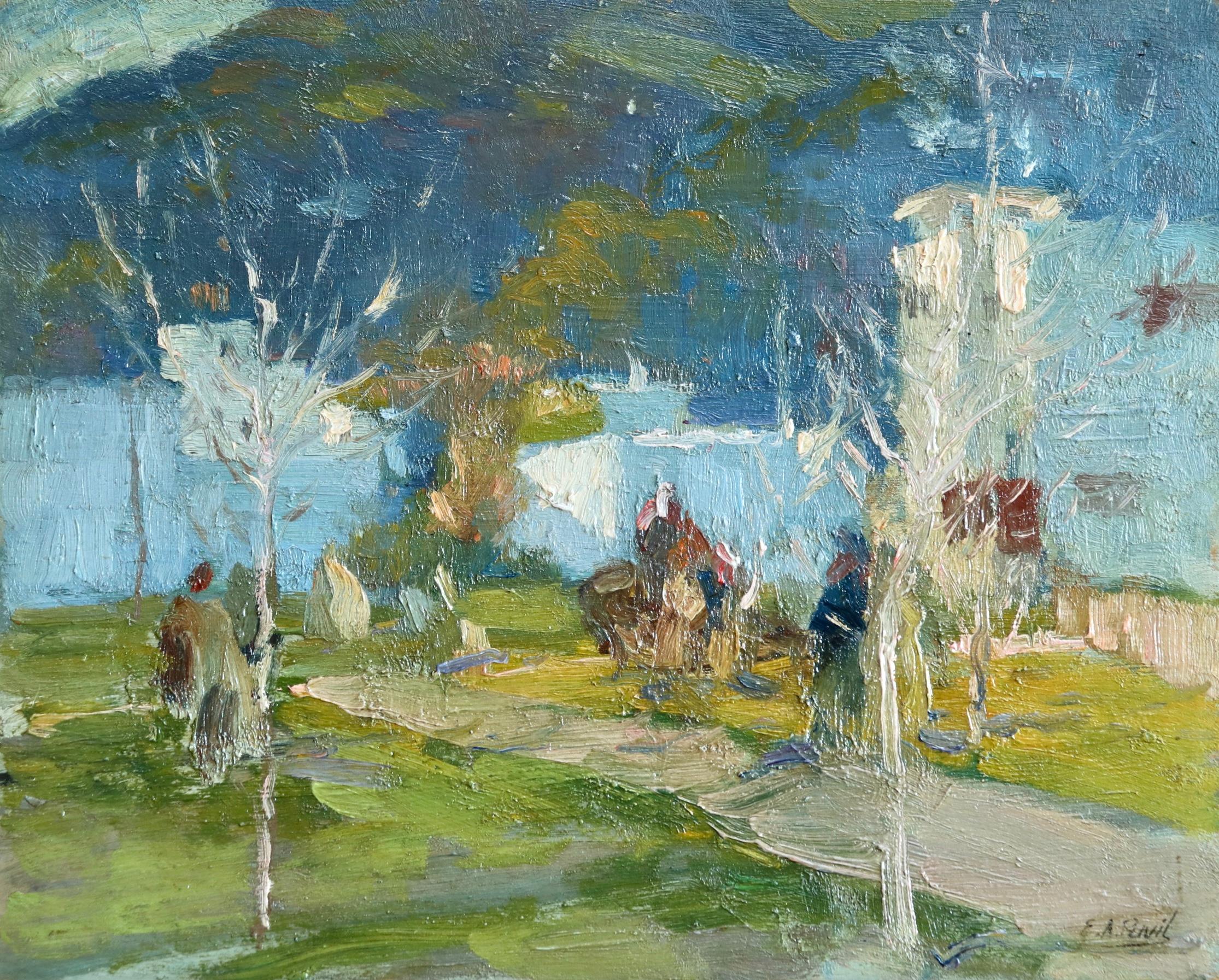 Elie Anatole Pavil - Woman in Cafe Scene, by Russian artist Pavil ...