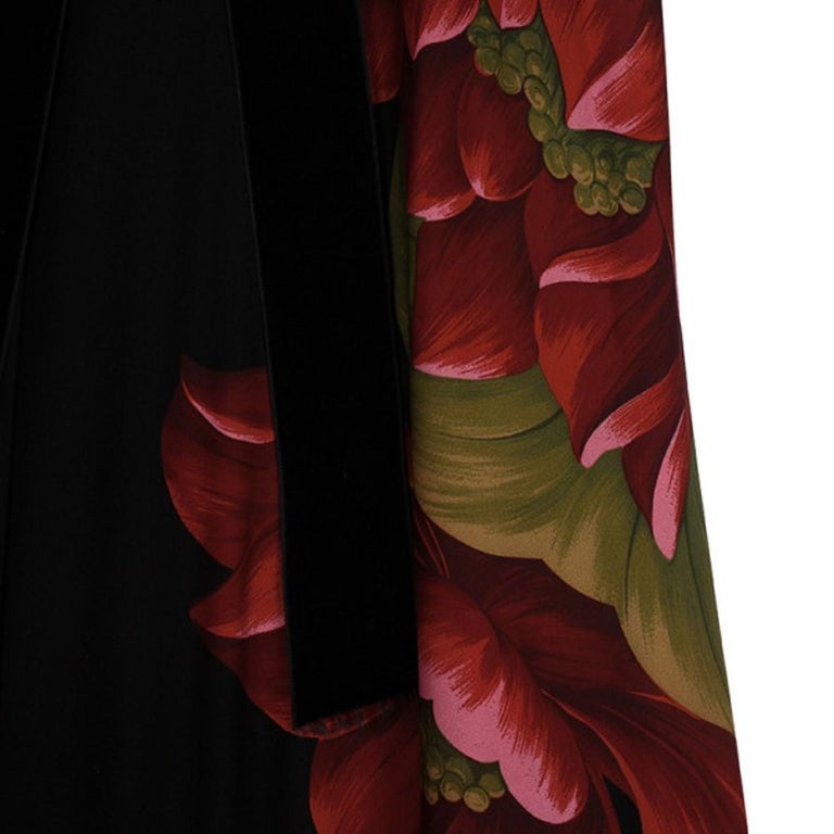 Elie Saab Floral Print Black Gown S For Sale at 1stDibs