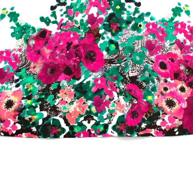 Elie Saab floral-print white cady shift dress US 4 at 1stDibs