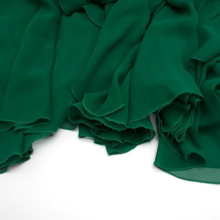 Elie Saab green silk ruffled lace trim gown SIZE XS at 1stDibs