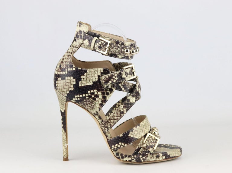 Elie Saab Studded Snake Effect Leather Sandals For Sale at 1stDibs