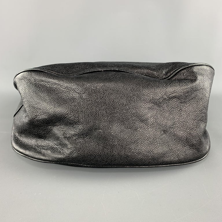 ELIE TAHARI Black Textured Leather Triple COmpartment Chain Straps ...