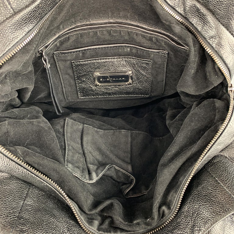 ELIE TAHARI Black Textured Leather Triple COmpartment Chain Straps ...