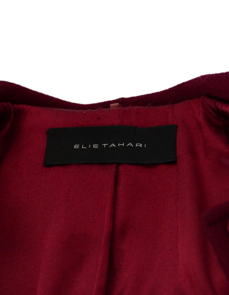 Elie Tahari Red Wool Coat W/ Ruffle Collar Sz XS For Sale at 1stDibs ...