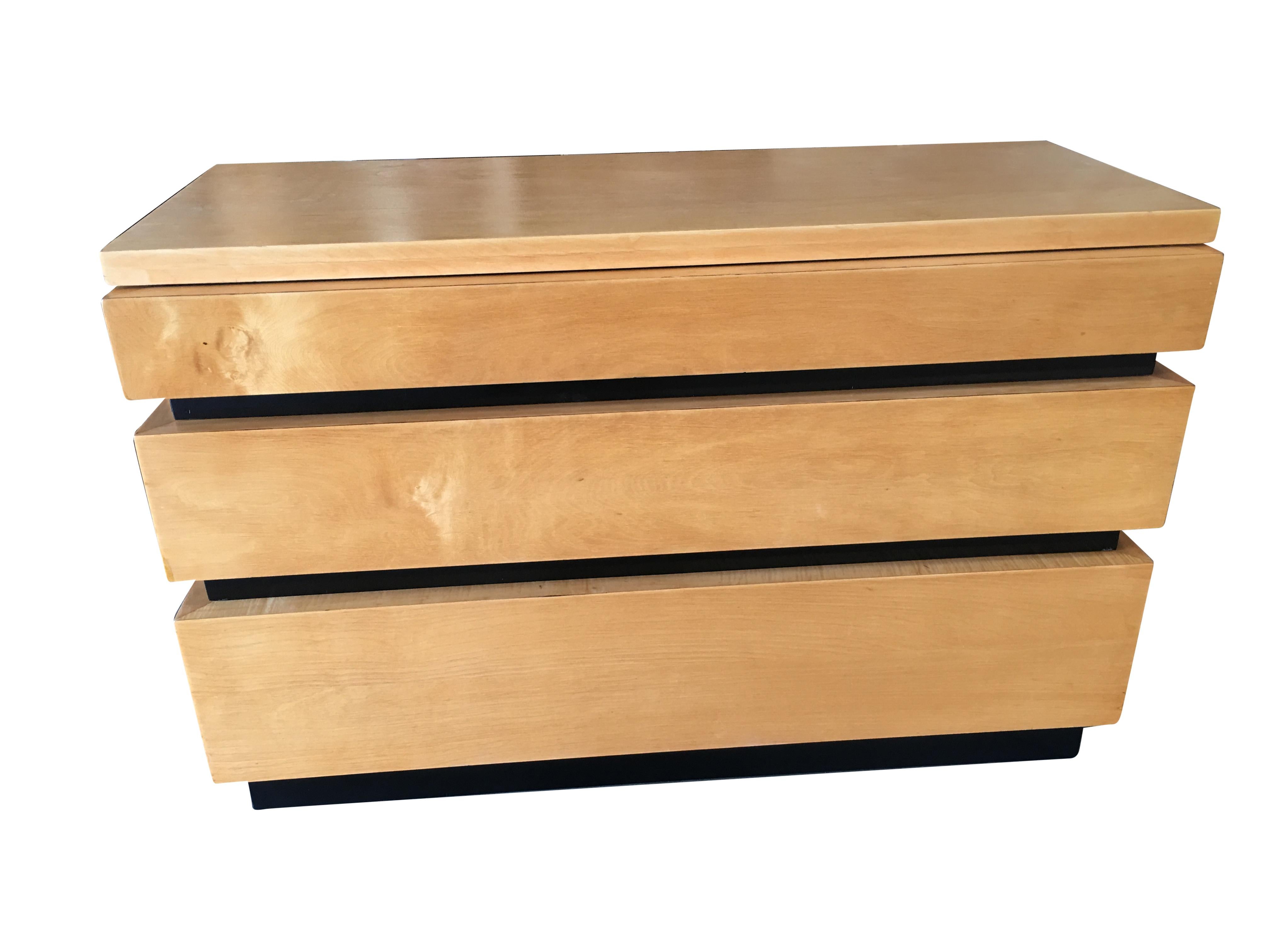 Eliel Saarinen Inspired Streamline Moderne Lowboy Dresser w/ Black ...