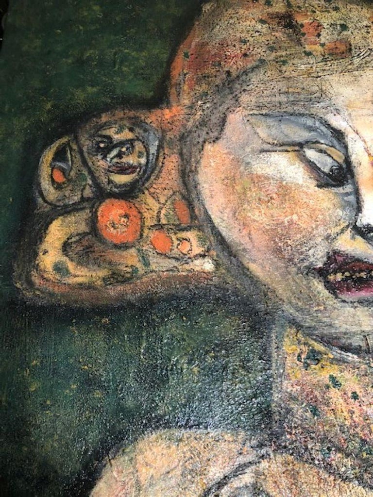 Elisa Valerio - Painting, Layers of Paint, Bold, Green, Gold, Black by ...