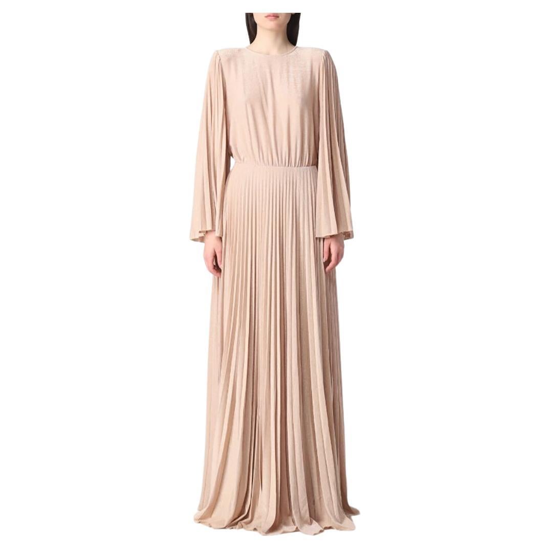 ELISABETTA FRANCHI BEIGE LONG DRESS in JERSEY Sz IT 40 For Sale at 1stDibs
