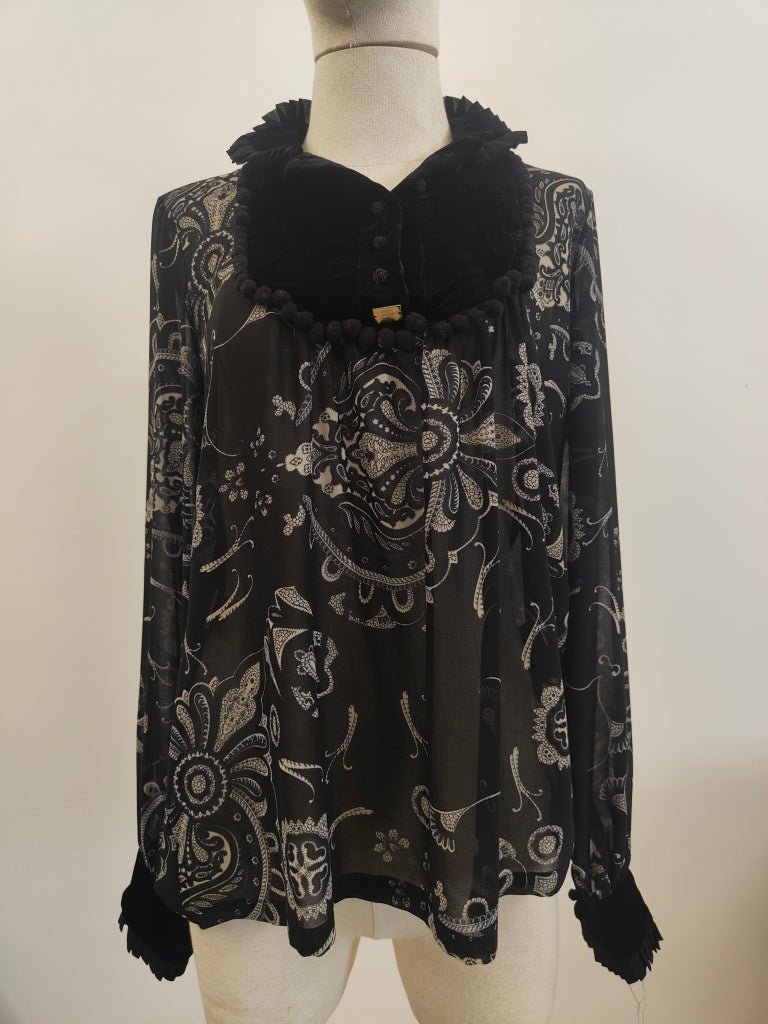 Elisabetta Franchi x Celyn B black blouse For Sale at 1stDibs