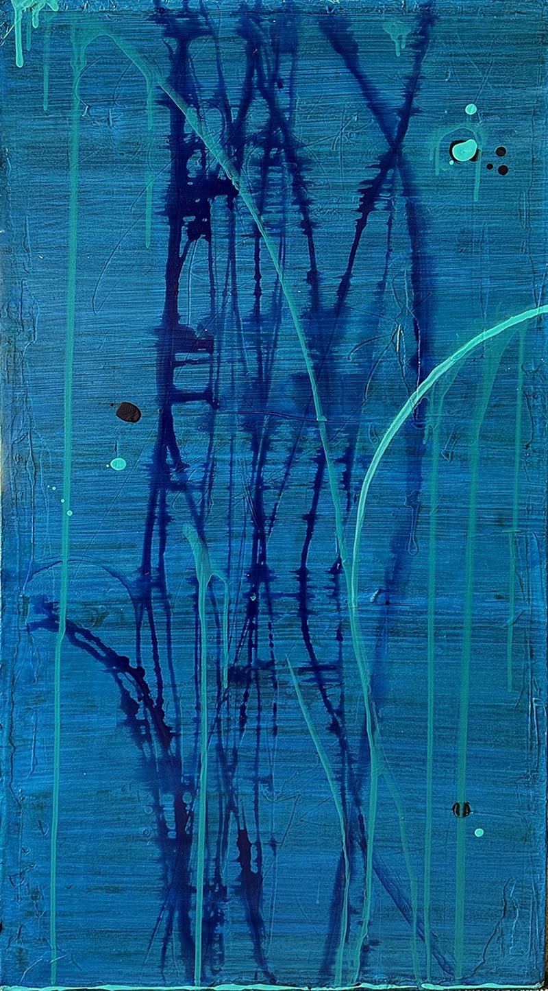 Elise Freda - River Grasses Abstract Intense Blue Multiple Layers ...