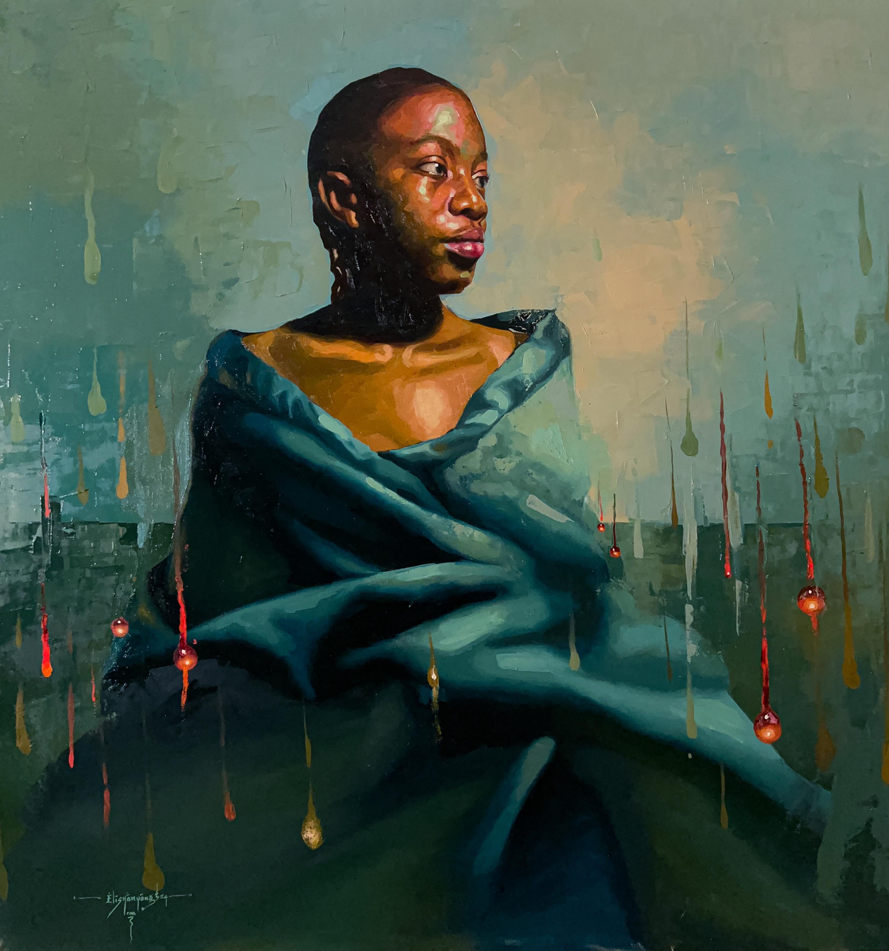 Elisha Nyong - Only a Memory 1 - 21st Century, Contemporary, Figurative Portrait, Women, Gaza ...