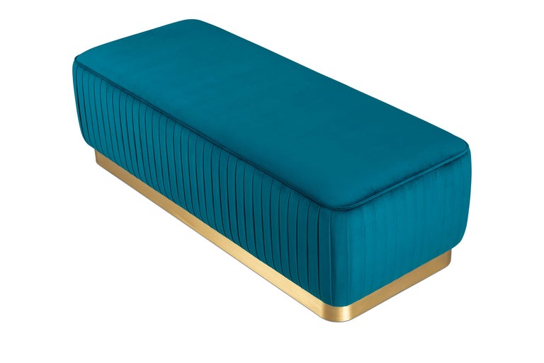Elizabeth Bench with Velvet and Brushed Brass For Sale at 1stDibs