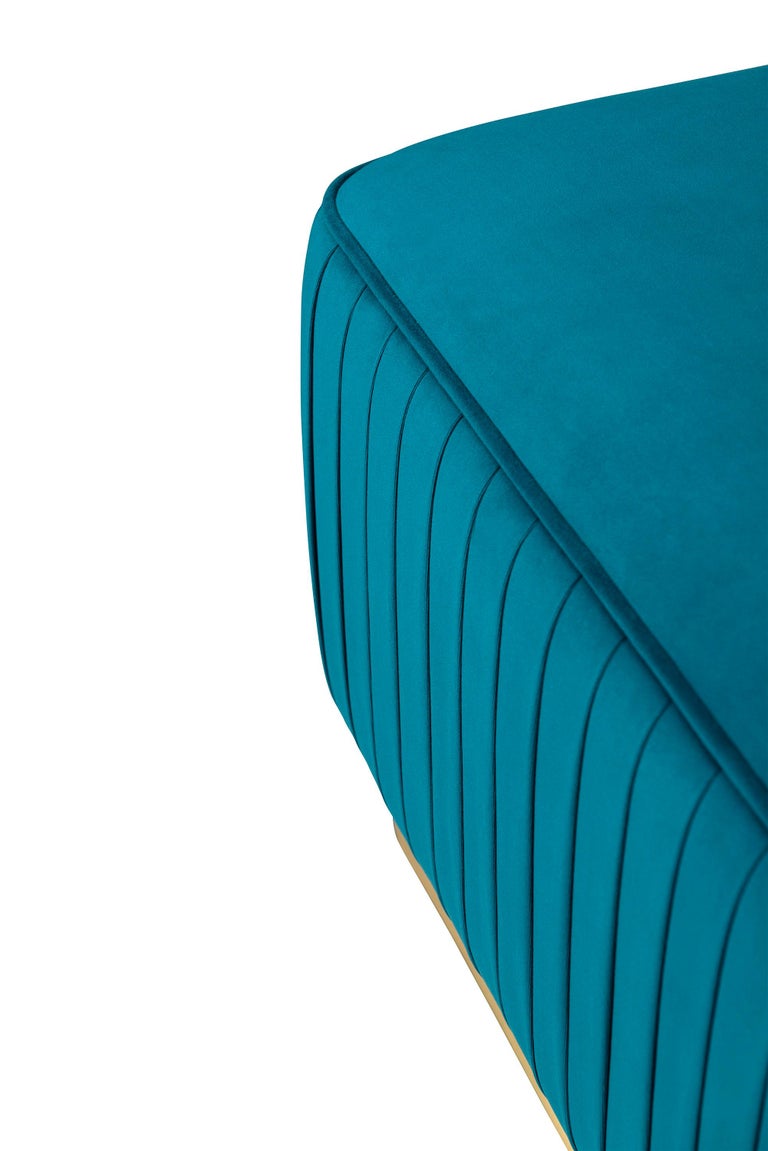 Elizabeth Bench with Velvet and Brushed Brass For Sale at 1stDibs