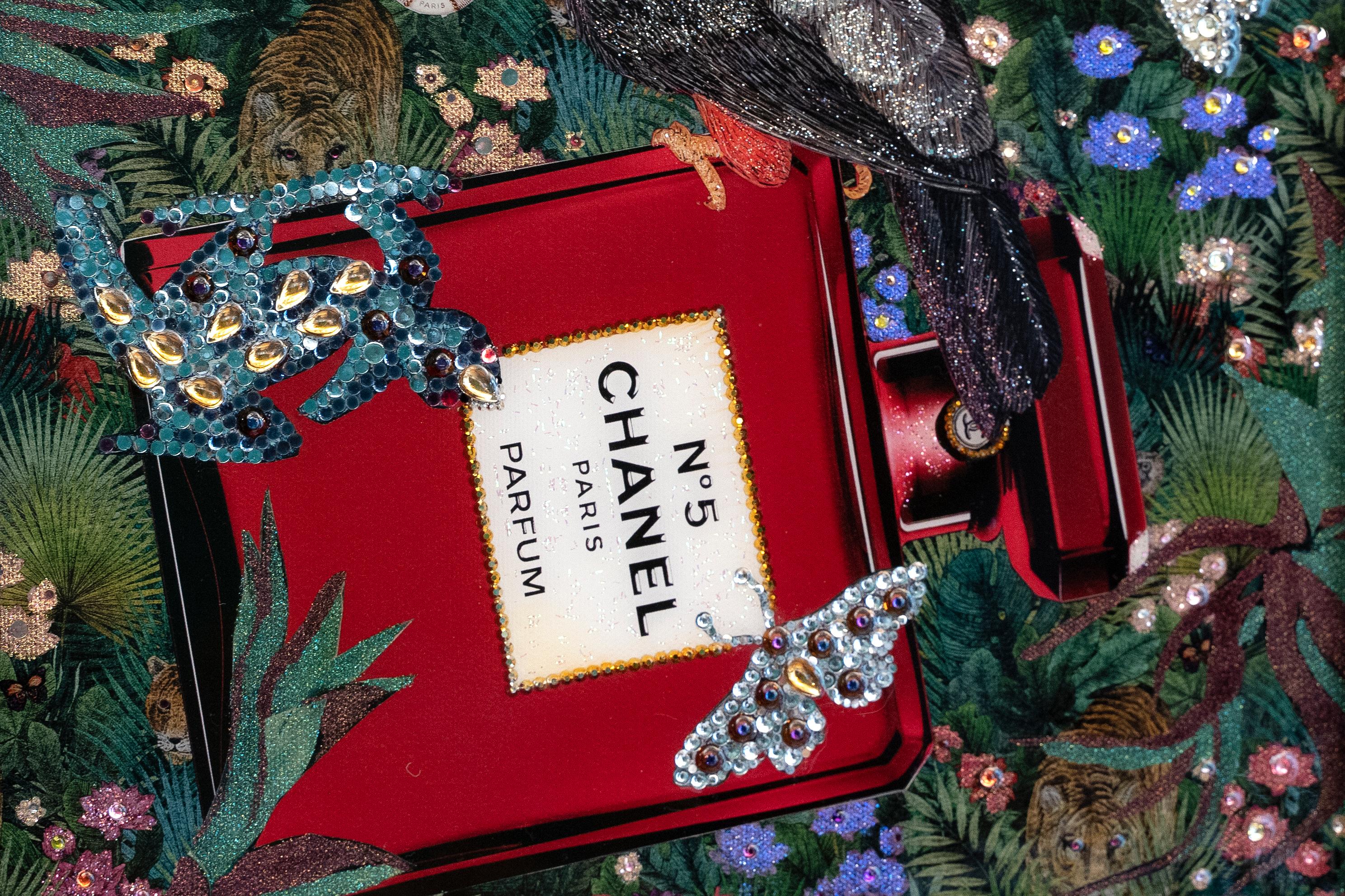 Elizabeth Bessant - Chanel No.5 - modern mixed media crystal collage ...