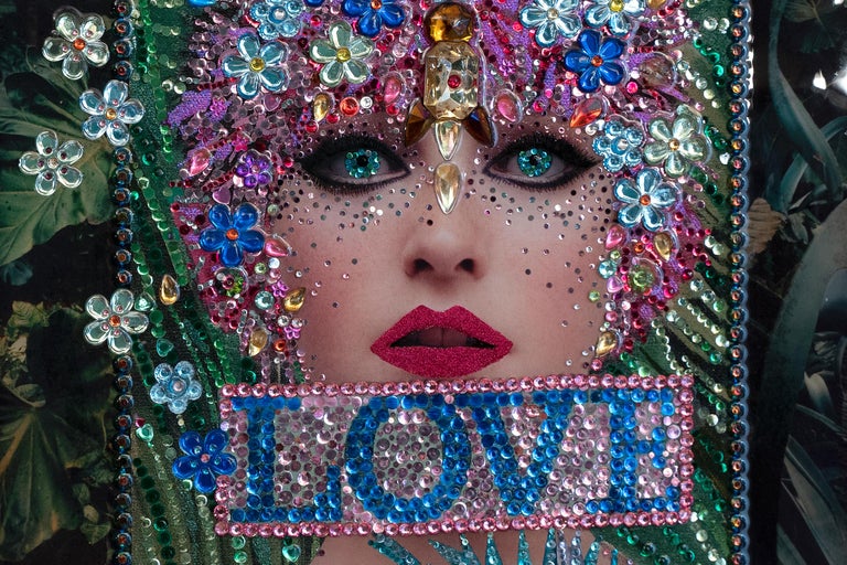 Elizabeth Bessant - Love - modern mixed media screen print crystal ...