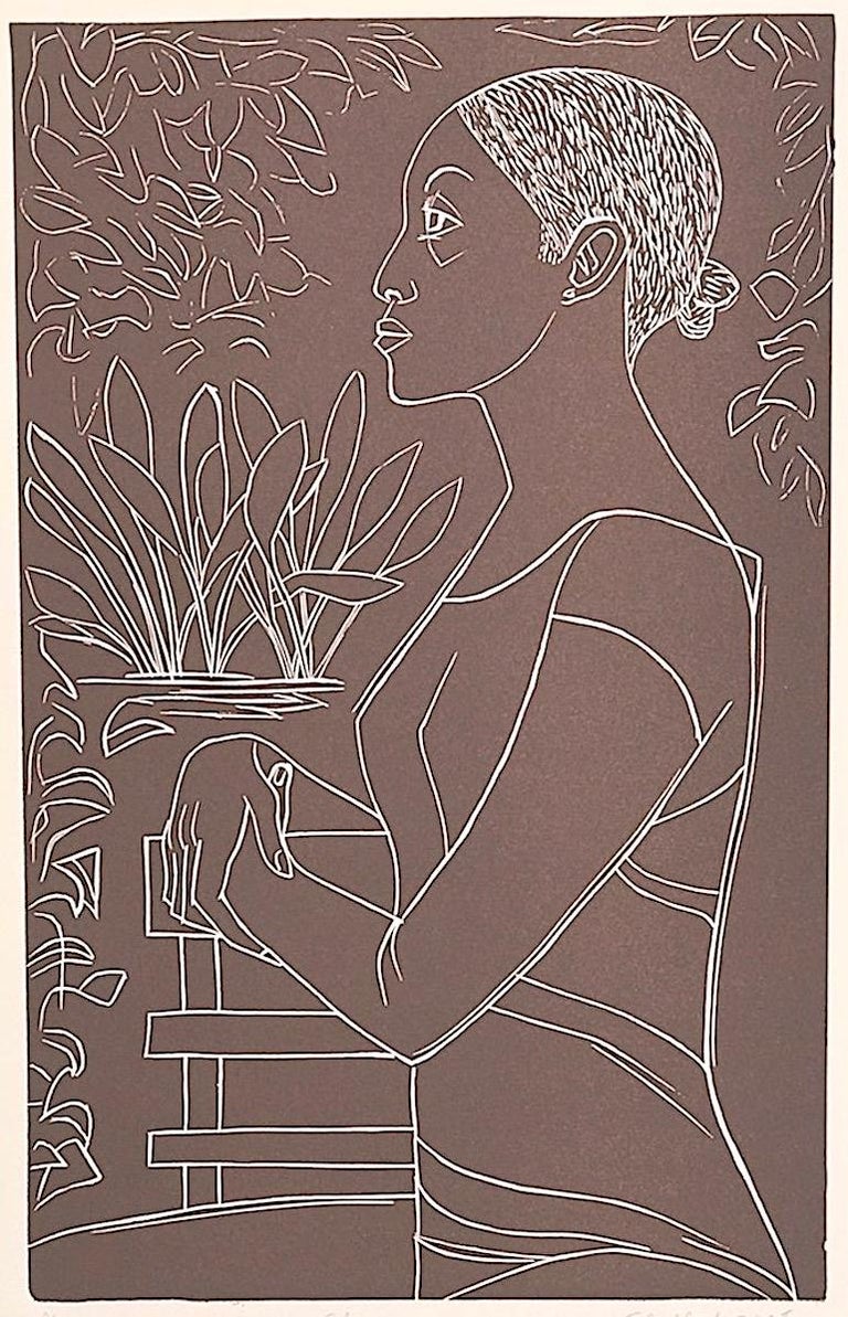 Elizabeth Catlett - GLORY Signed Linocut, Poetic Female Portrait, Black ...