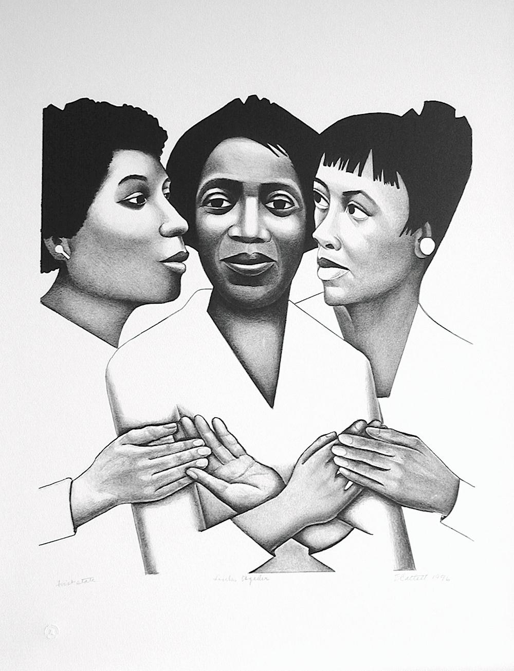 Elizabeth Catlett - LINKS TOGETHER B+W Signed Lithograph, Black Women ...